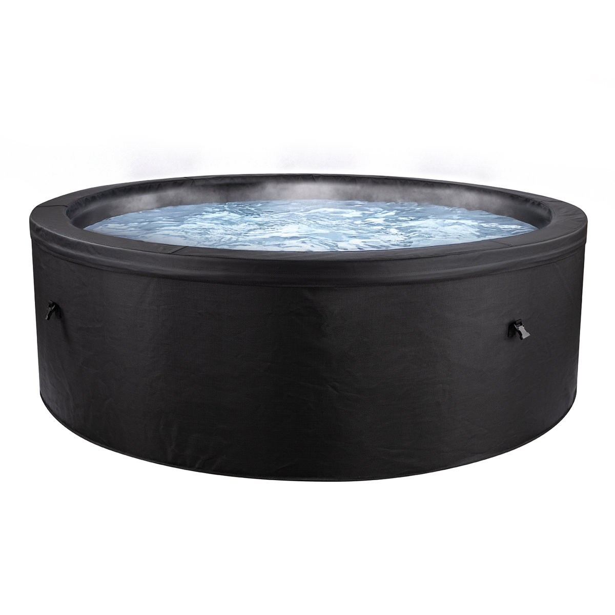EZLIFE Alba 6 Person Round Foam Spa Hot Tub 110v w/ Exterior Textilene and Eco Foam Wall 100 ...